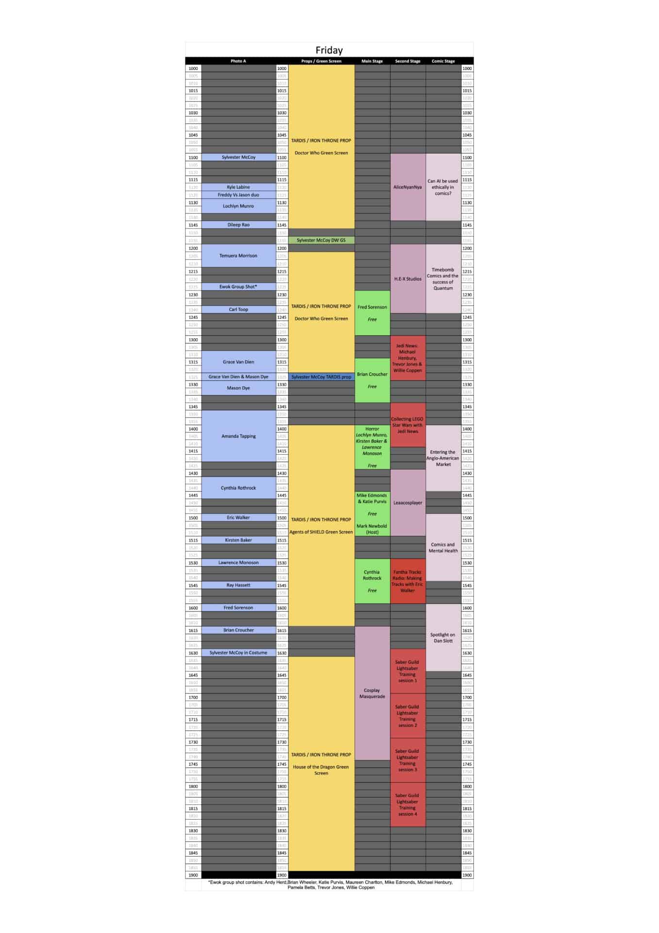 LFCC 23 Friday Schedule - London Film And Comic Con